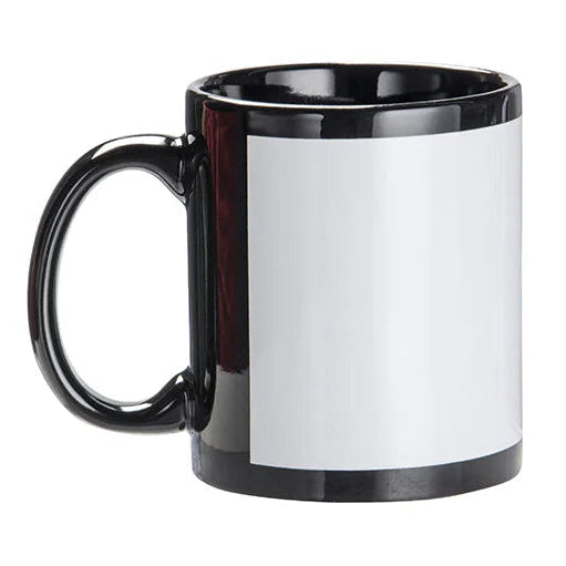 11oz Black Sublimation Mugs with White Patch (Box of 36) — Monster Blanks